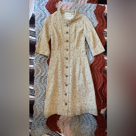 Kimberly | Dresses | Vintage Gold Button Up Dress | Poshmark